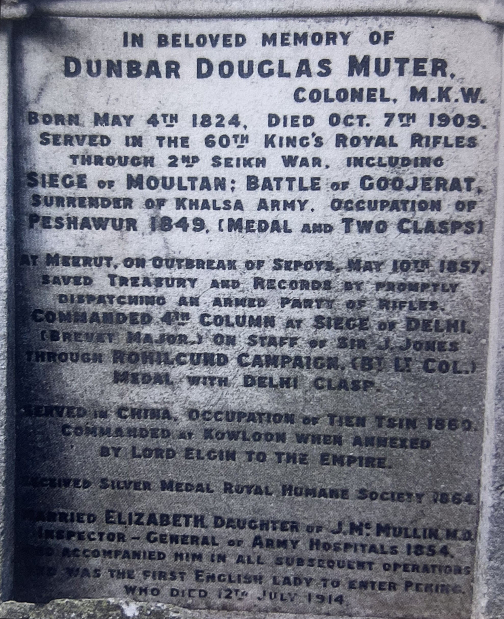 Colonel Dunbar Douglas Muter – Windsor Local History Group